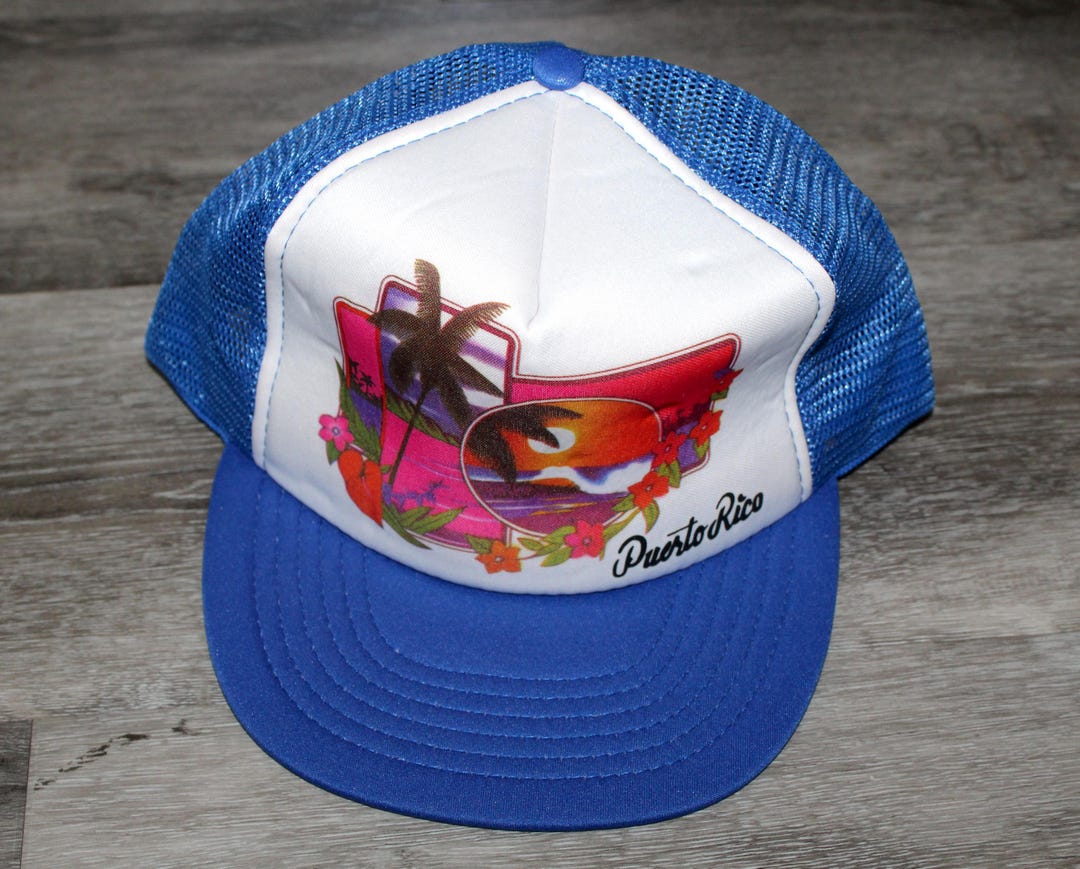 Vintage 80s 90s Clothing Puerto Rico Sunset Palm Tree Beach Print ...