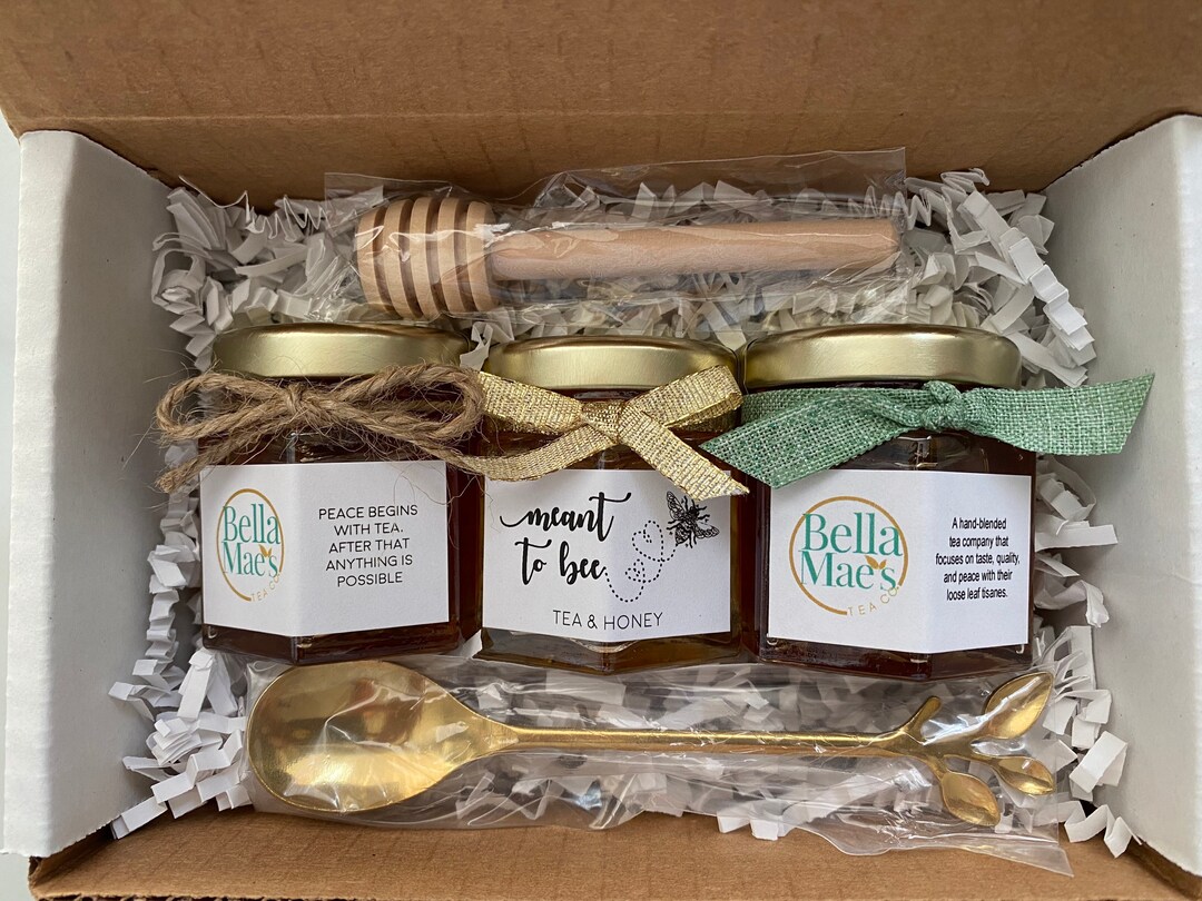 Honey & Tea Sampler Gift Set - 2oz Hexagon Jars - Etsy