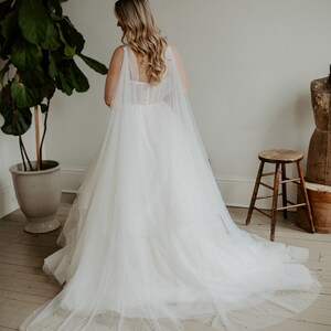 Soft Beaded Pearl Angel Wings Veil Detachable Raw Edge Bridal Wedding ...