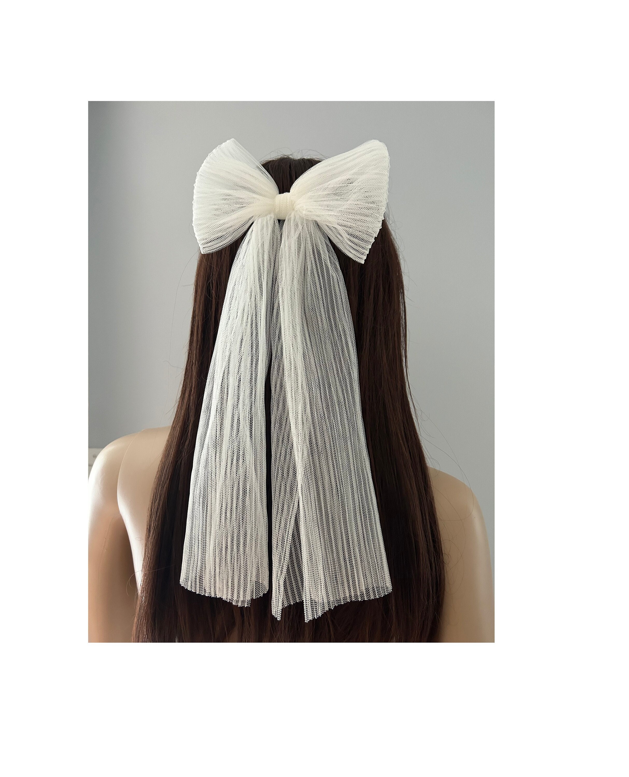 Soft Pleated Hair Bow, Simple Raw Edge, Bridal Wedding Bow - Available ...