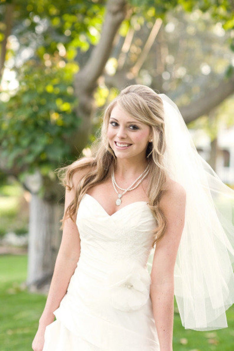 HIP Length Wedding Soft Bridal Veil With Plain Raw Edge | Etsy