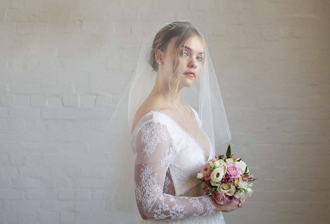 FREE SHIPPING Soft 2T ELBOW Length Wedding Bridal Veil with | Etsy