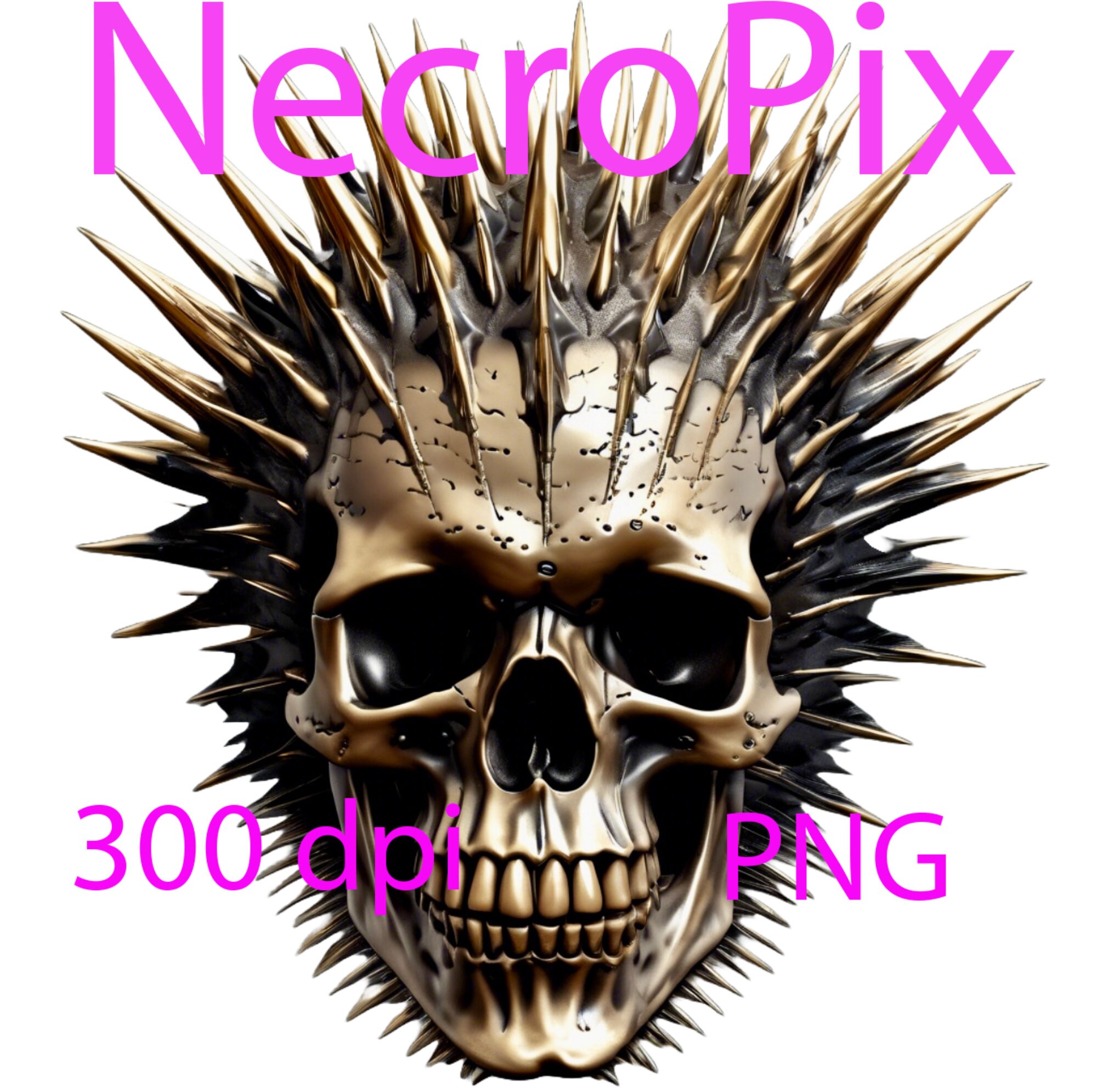 Skull With Spikes | Skull Spikes PNG | Skull PNG | Sublimation | 300 ...