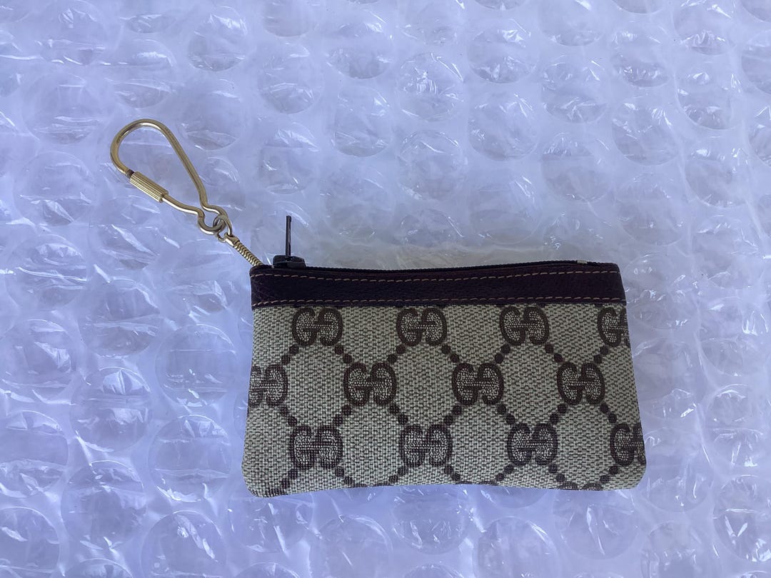 Vintage Gucci Coin Purse With Keychains Brown Canvas Used Preowned ...
