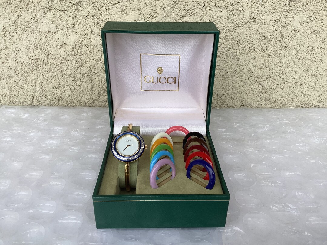 Vintage Gucci Changeable Bezel Watch Set With 11 Bezels, Gold Tone - Etsy