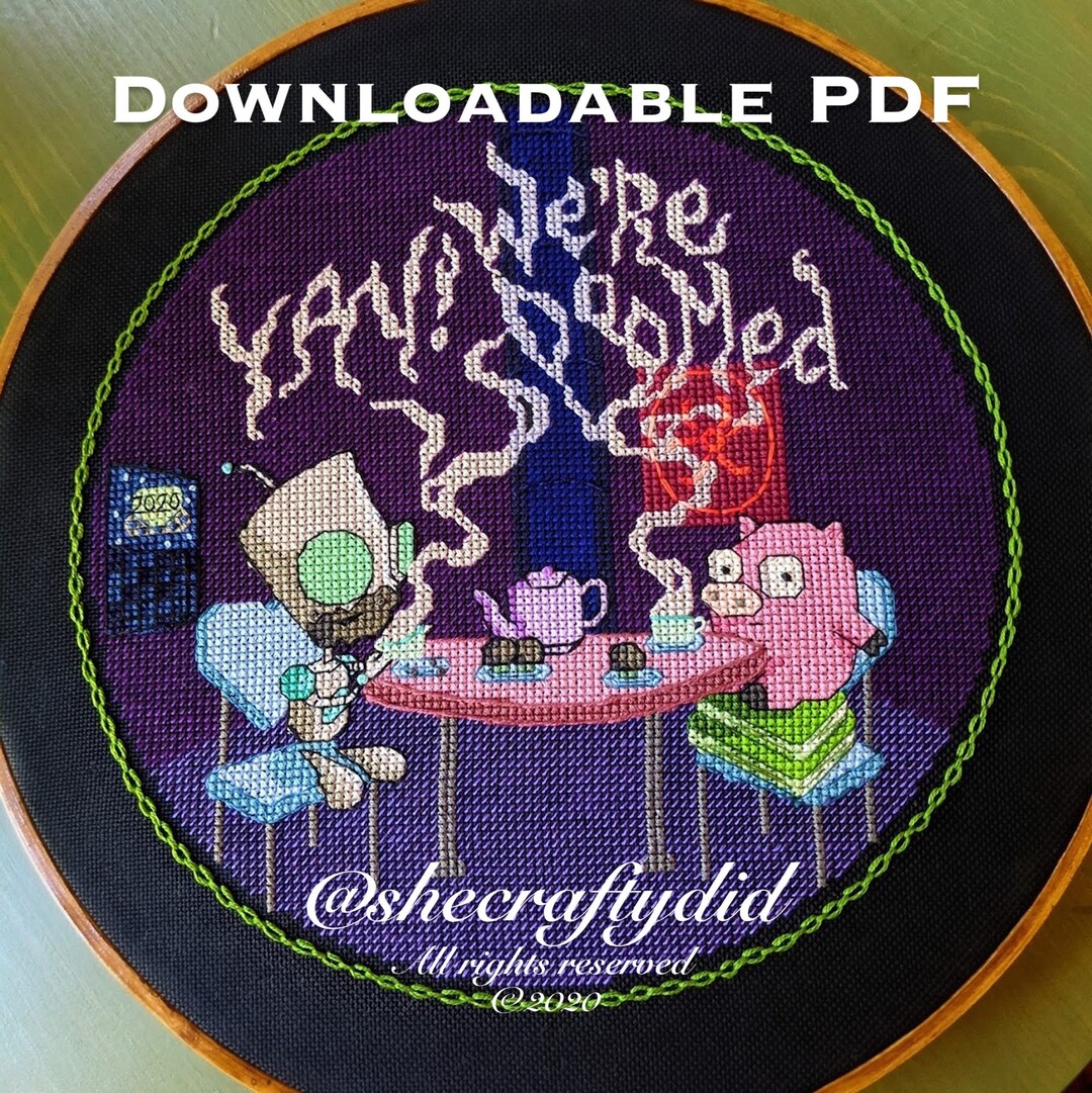 Invader Zim Gir and Piggy PDF Downloadable Cross Stitch Pattern Chart ...