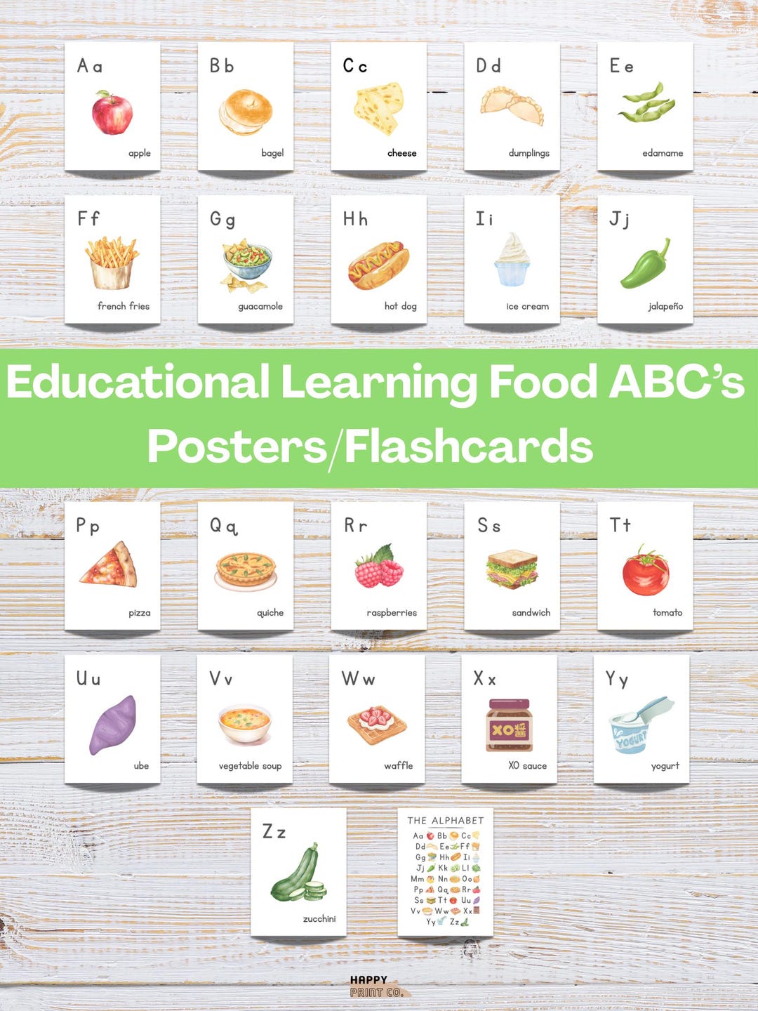 Food Alphabet Poster: Watercolor ABC Printables (digital Download) - Etsy