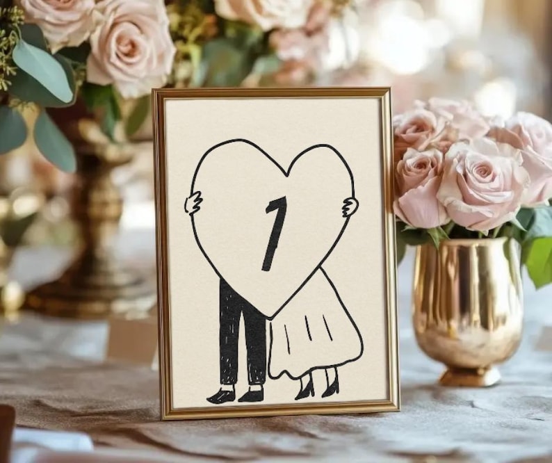 Retro Wedding Table Numbers Printable: Mid-century Modern Reception ...