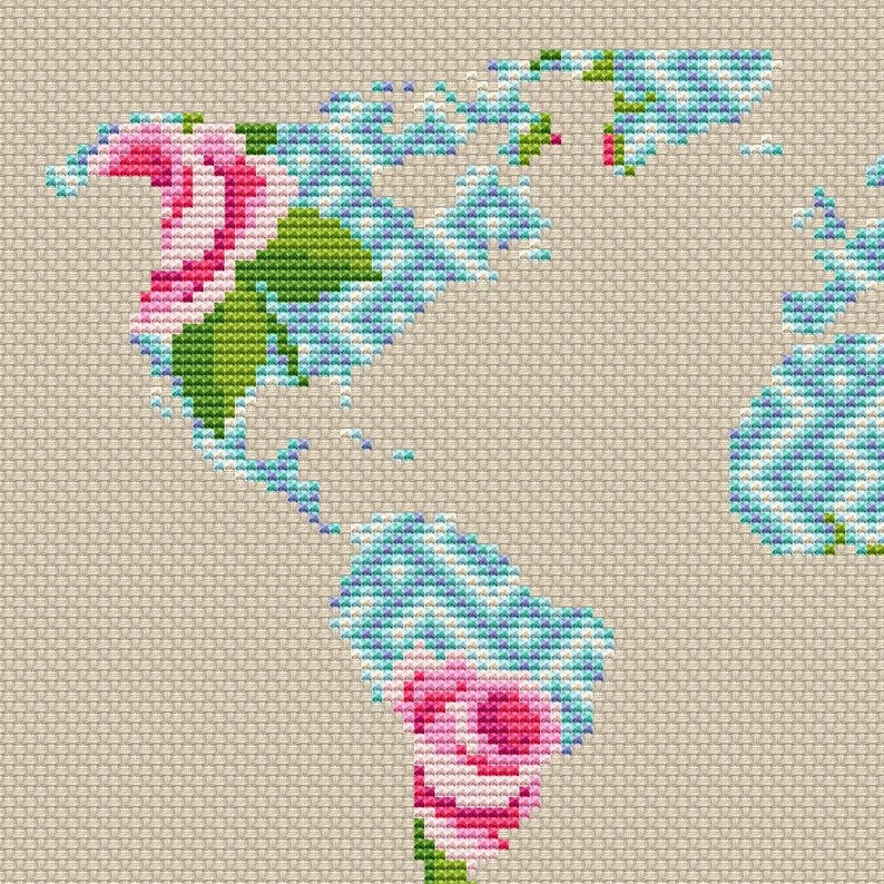 Modern cross stitch World map cross stitch pattern Geometric | Etsy
