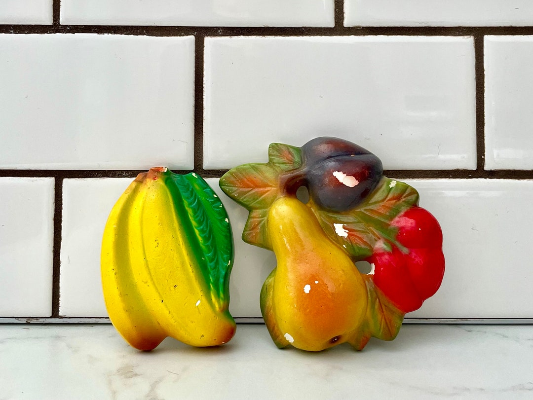 Chippy Chalkware Fruit Wall Hangings - Etsy