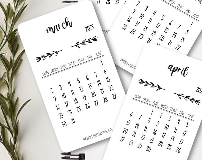 2025 Calendar Cards | Monthly Planner Stickers|monthly Planner Cards ...