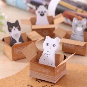 Cat Sticky Notes, Box Kitties, Kawaii, Cute Animals Sticky Notes Memo ...