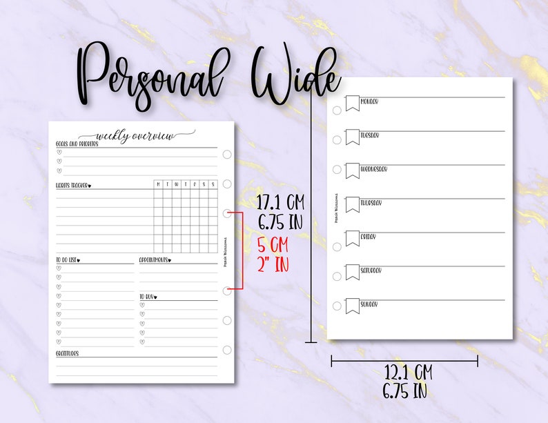 Undated Week on 2 Page With Flags Deco PRINTED Planner Insert Refills ...