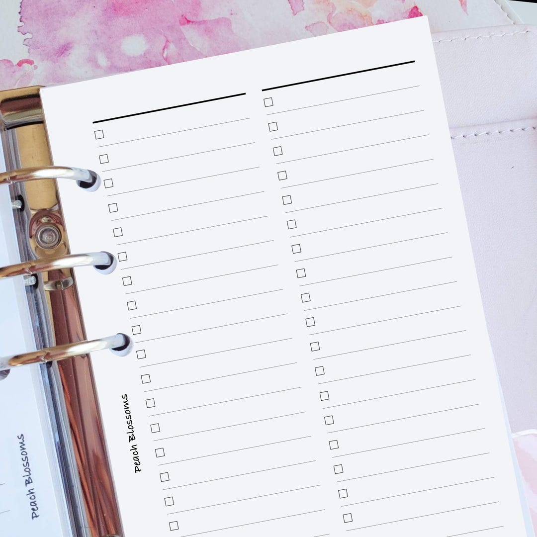 Two Column to Do List With Square Check Boxes Planner Insert || A5 ...