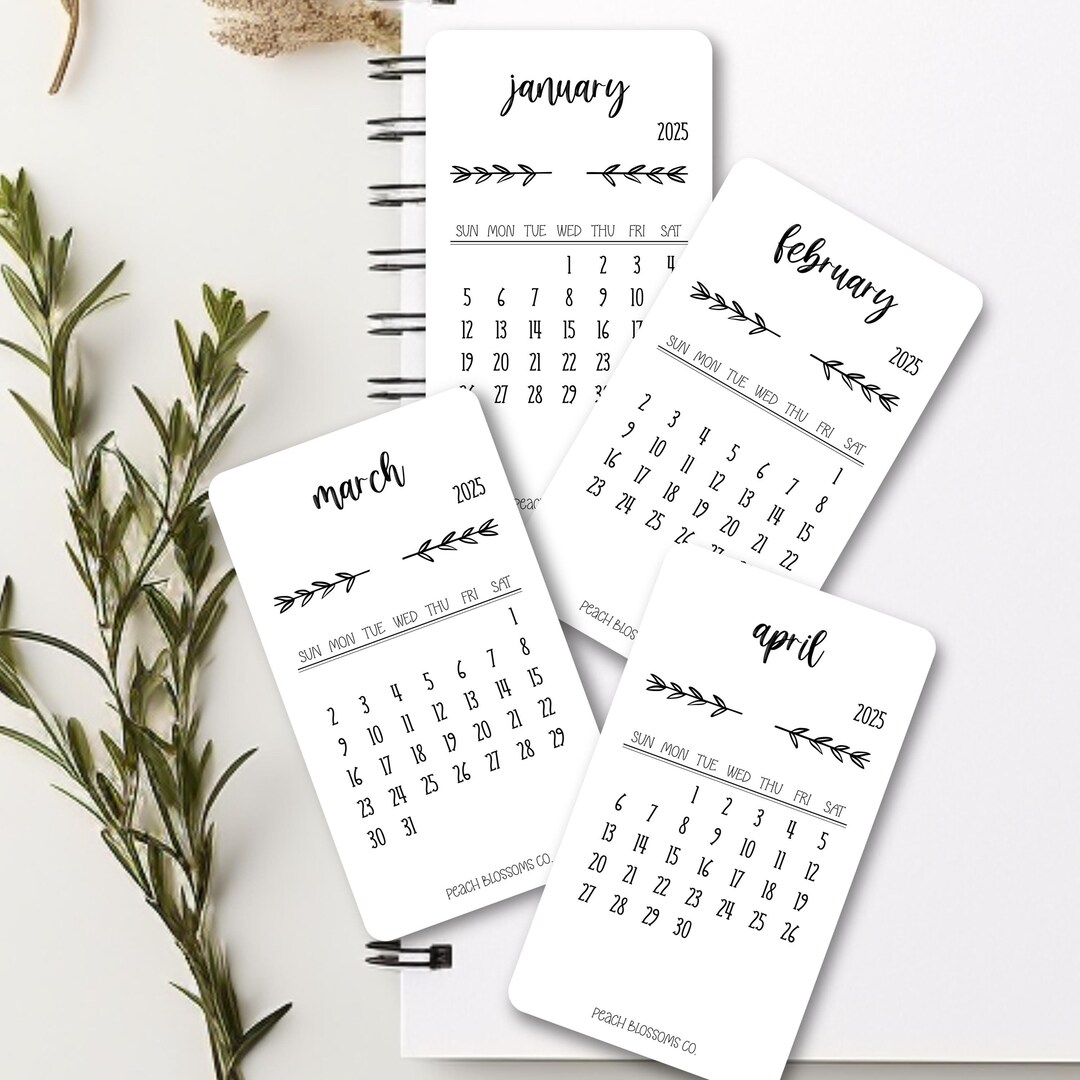 Mini Monthly Calendar Cards 2”x3.5” || 12pc Set - Etsy