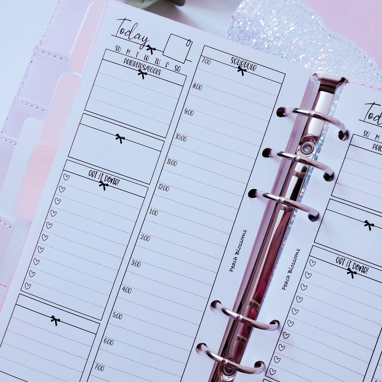 Daily Bow Box Planner Inserts, Schedule Planner, Undated || A5, Half ...