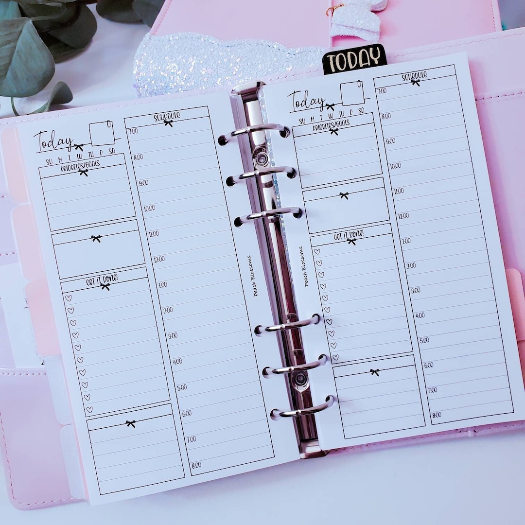 Daily Bow Box Planner Inserts, Schedule Planner, Undated || A5, Half ...