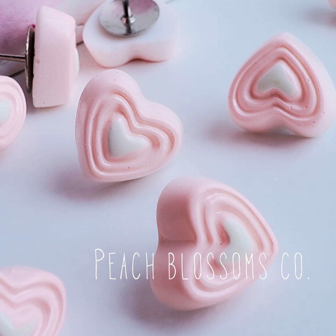 10pcs Pink Chocolate Hearts Thumbtacks, Food Push Pins, Bulletin Board ...