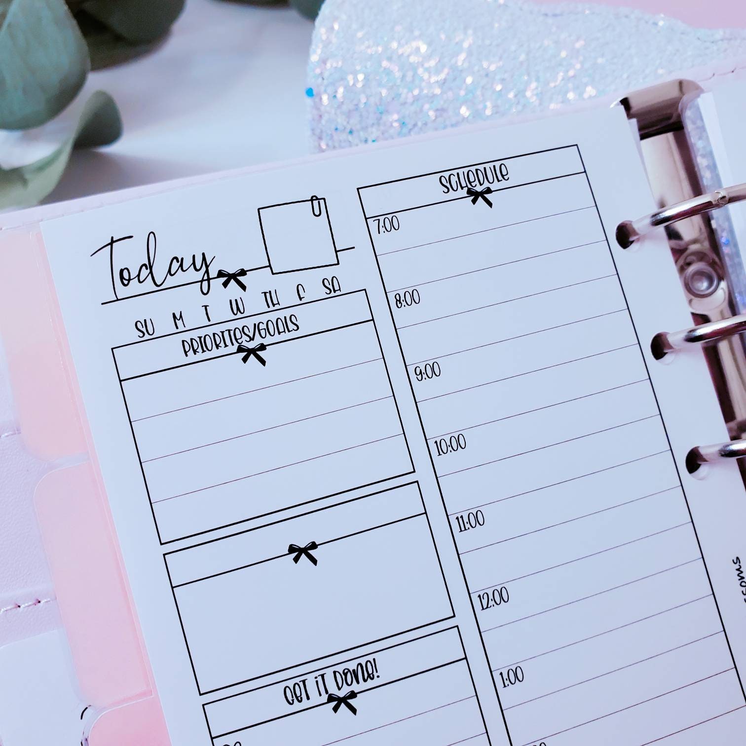 Daily Bow Box Planner Inserts, Schedule Planner, Undated || A5, Half ...