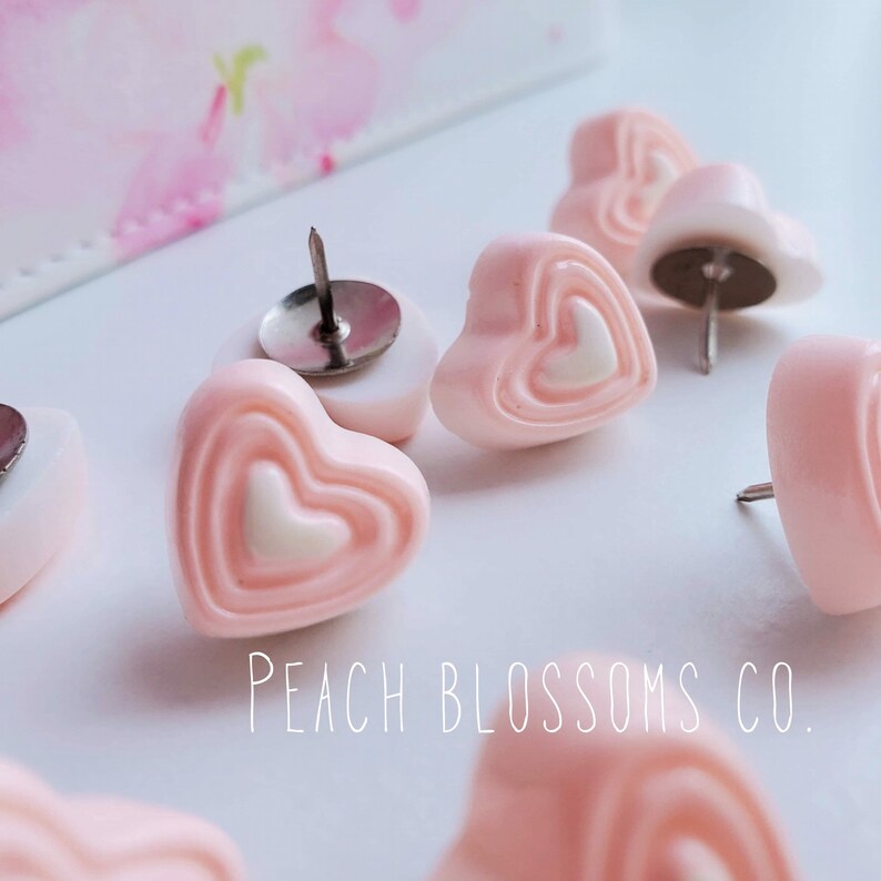 10pcs Pink Chocolate Hearts Thumbtacks, Food Push Pins, Bulletin Board ...