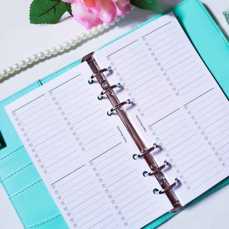 4 Quadrant to Do List With Heart Check Box Planner Inserts || A5, Half ...