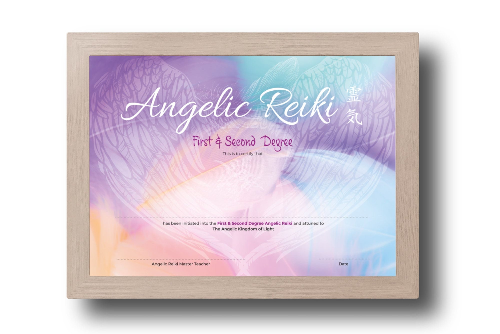 Beautiful Angelic Reiki Certificate of Completion Award, Digital ...