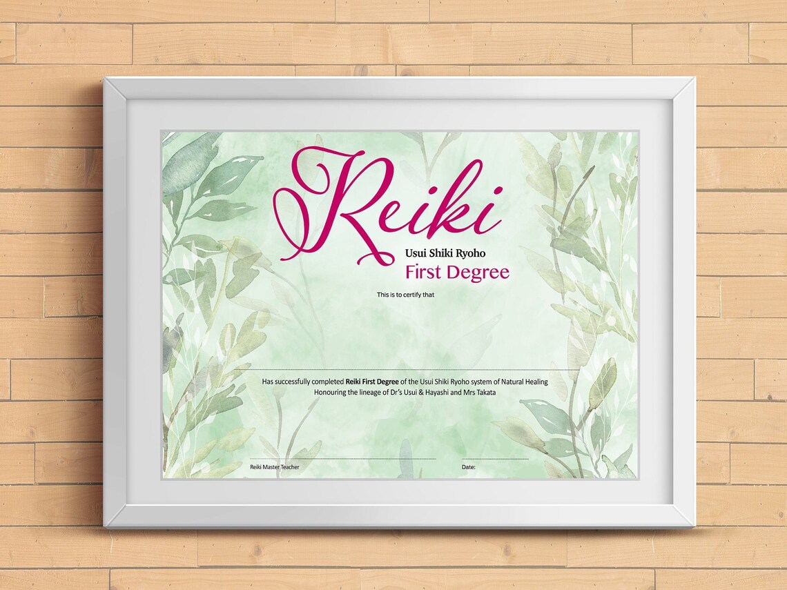 Usui Reiki One Professional Certificate Digital Download - Etsy