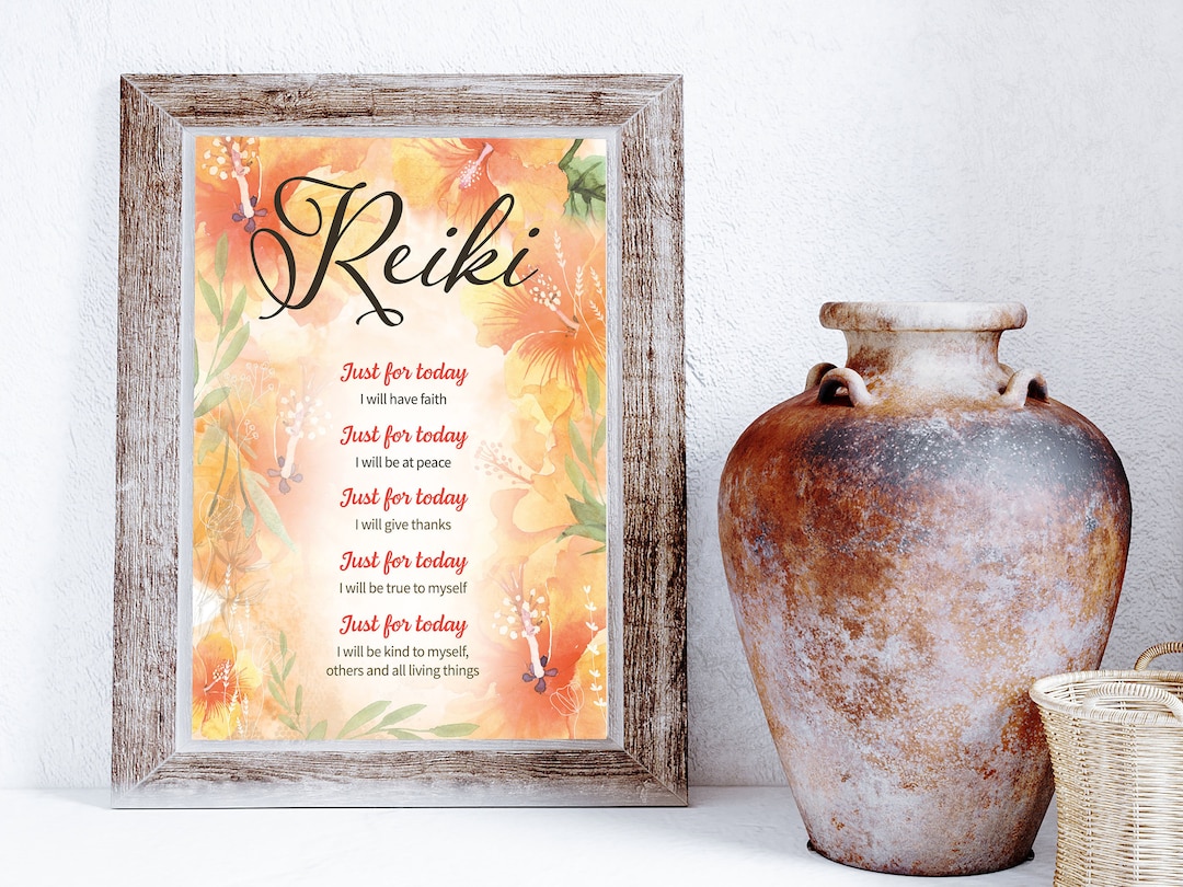 Reiki 5 Principles Healing Wall Art, Reiki Principles Gift, Spiritual ...