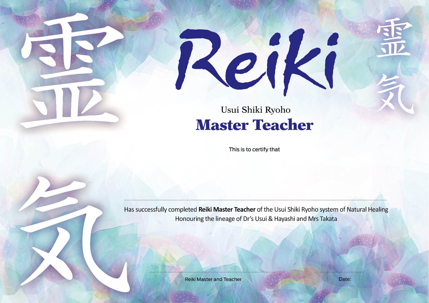 Reiki Master Teacher A4 Certificate - Etsy UK