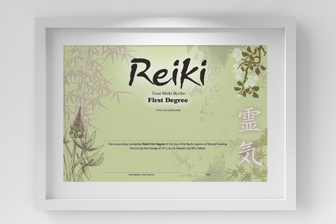 Reiki One Certificate Template I Reiki Spiritual Teacher Master Course ...