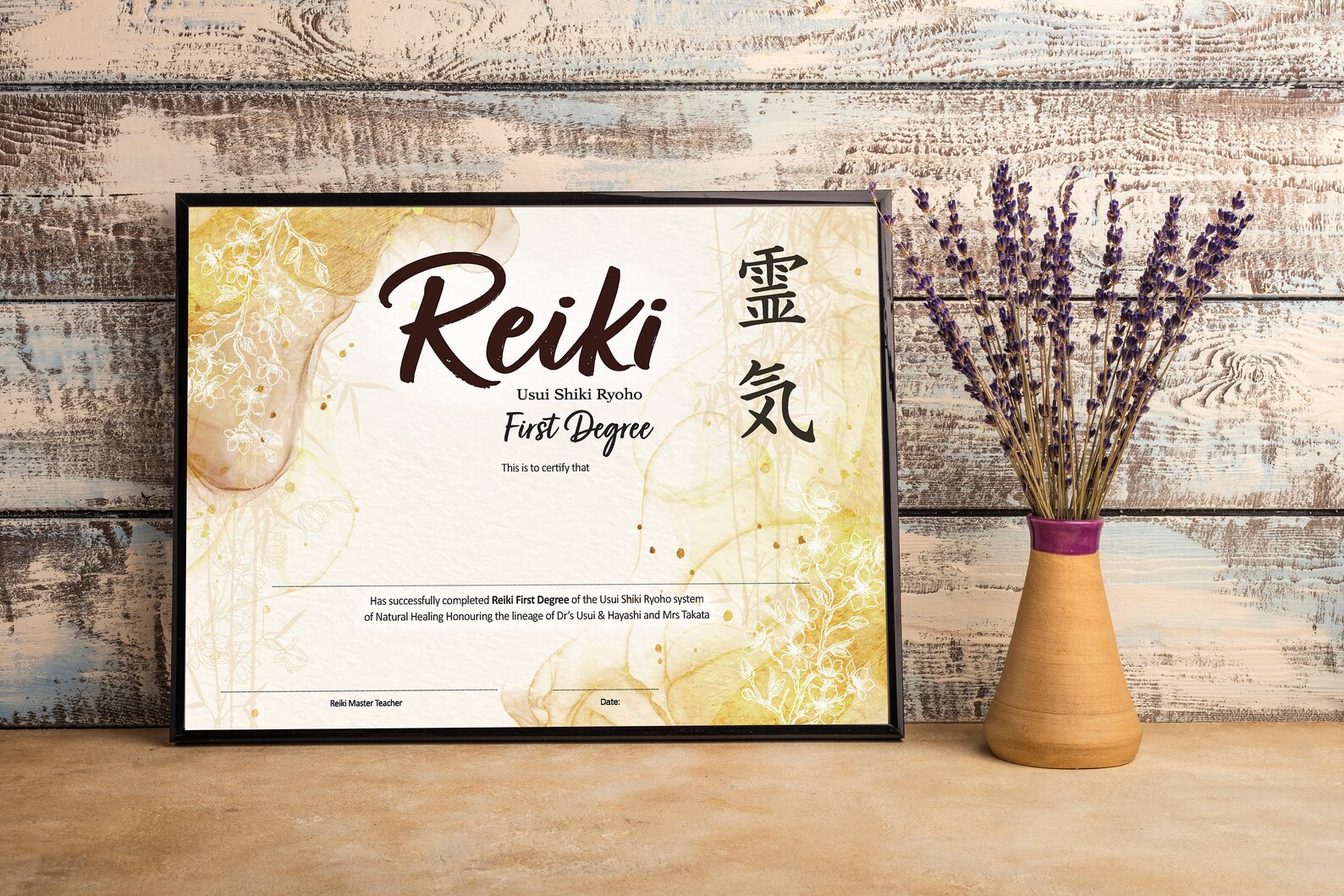 Printable Usui Reiki I Certificate - Etsy