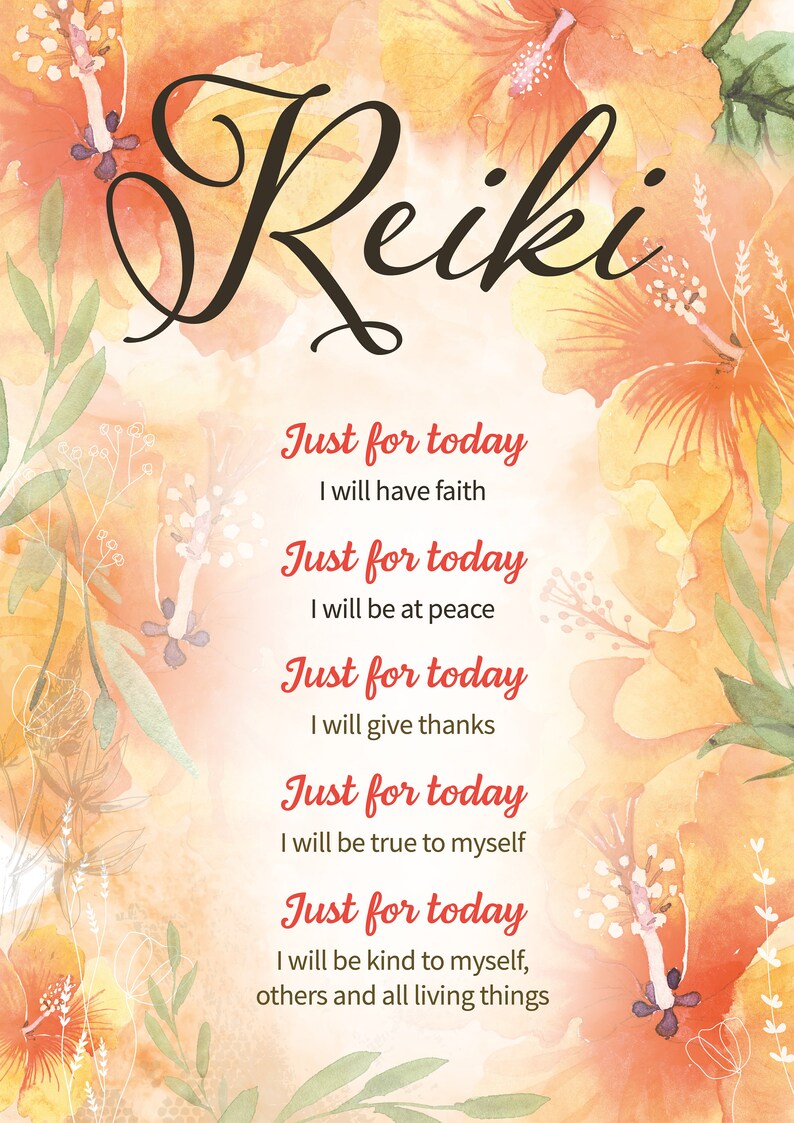 Reiki Five Principles Printable Poster – Healing Wall Art for Home or ...