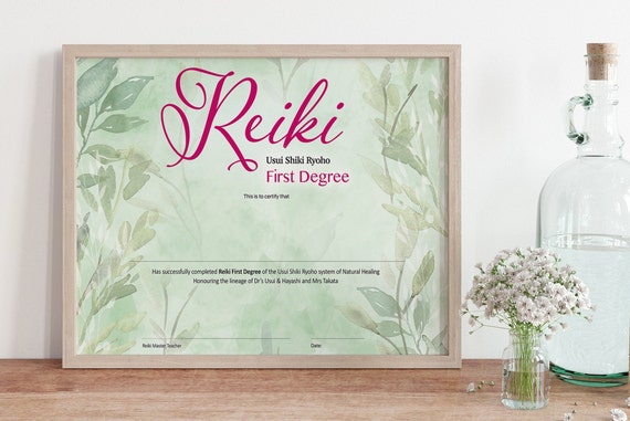 Usui Reiki One Professional Certificate Digital Download | Etsy
