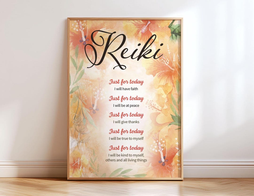 Reiki Five Principles Printable Poster – Healing Wall Art for Home or ...