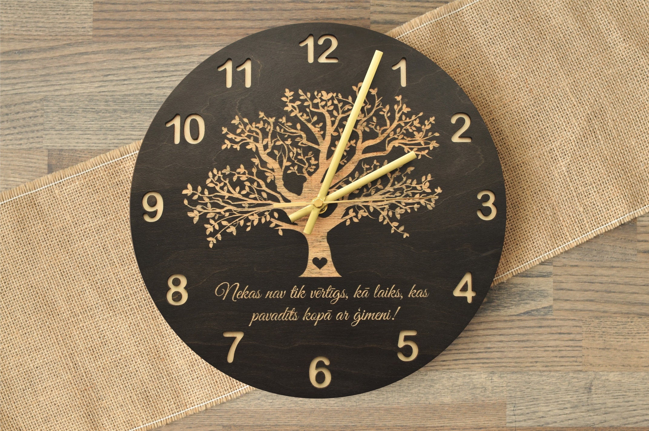 Personalized Family Tree Wooden Wall Clock Stained Wood Clocks | Etsy