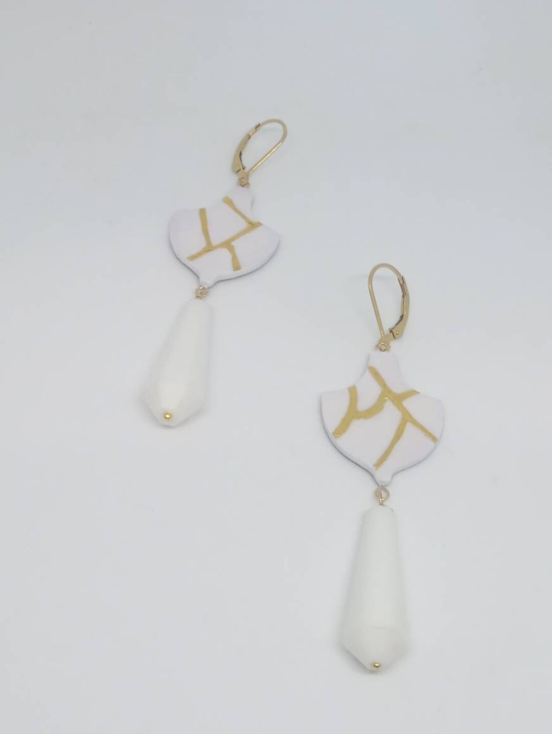 Kintsugi Earrings With White Onyx - Etsy