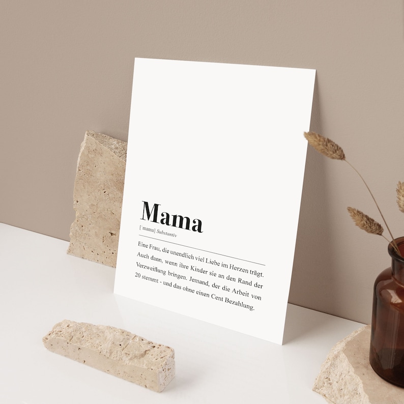 Mama Poster DIN A4 - Mama Definition als Geschenk zum Muttertag oder ...
