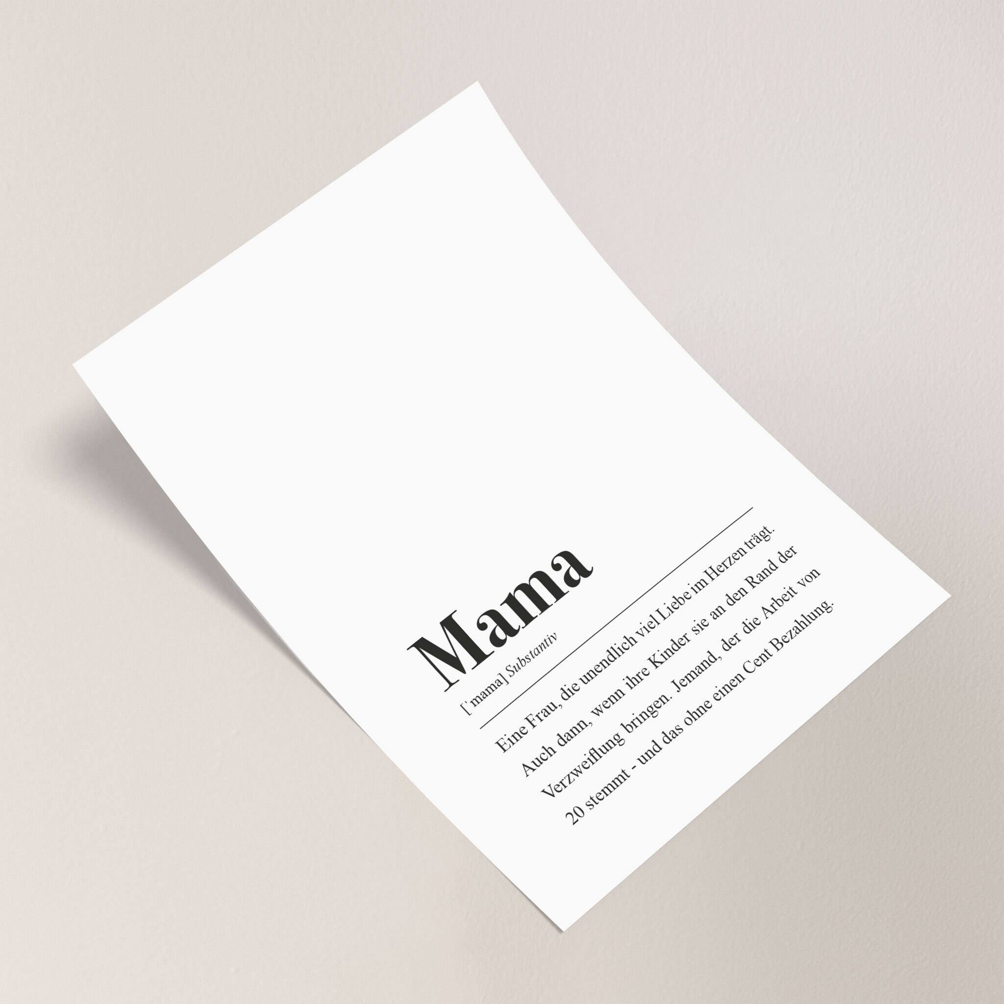 Mama Poster DIN A4 - Mama Definition als Geschenk zum Muttertag oder ...