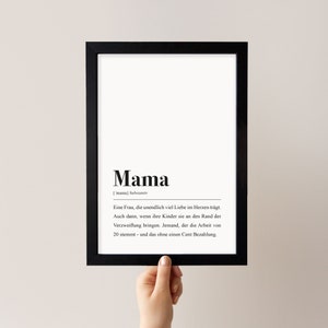 Mama Poster DIN A4 - Mama Definition als Geschenk zum Muttertag oder ...