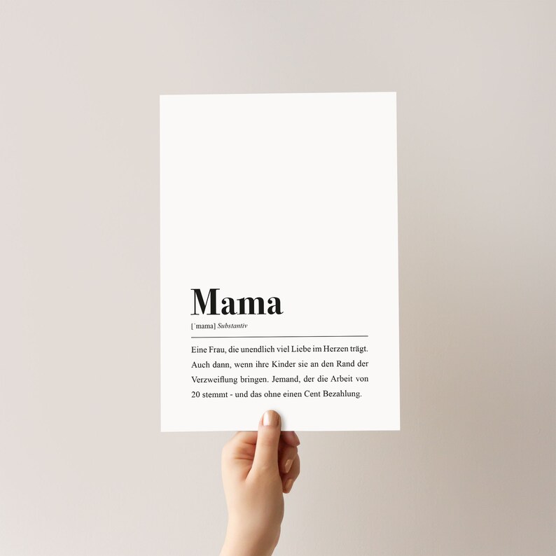 Mama Poster DIN A4 - Mama Definition als Geschenk zum Muttertag oder ...