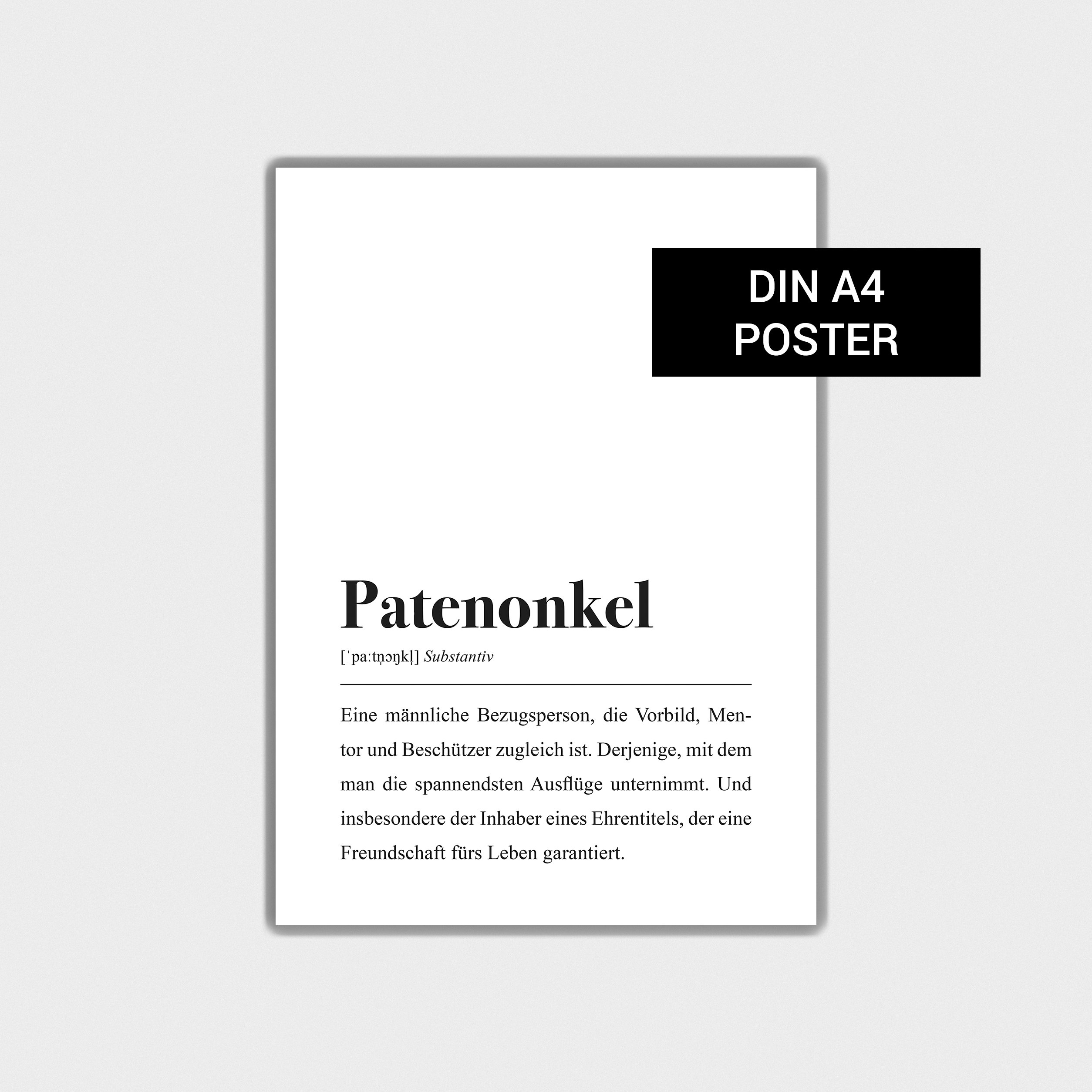 Patenonkel Definition: DIN A4 Poster | Etsy