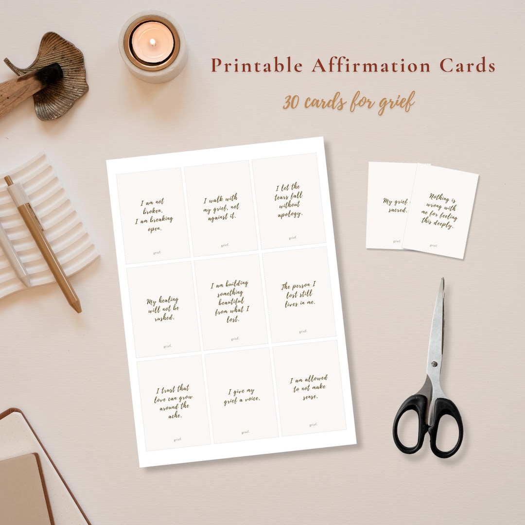 Grief Affirmation Cards | Printable Digital Download | 30 Self-care ...