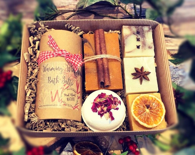 Christmas Pamper Gift Box With Beautiful Soap, Bath Bombs & Winter ...