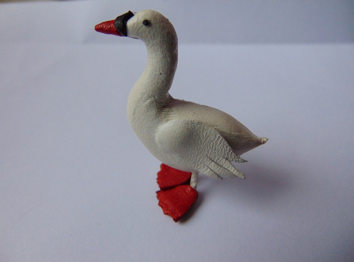 Cute Goose Brooch White Geese Leather Pin Goose Animal White - Etsy