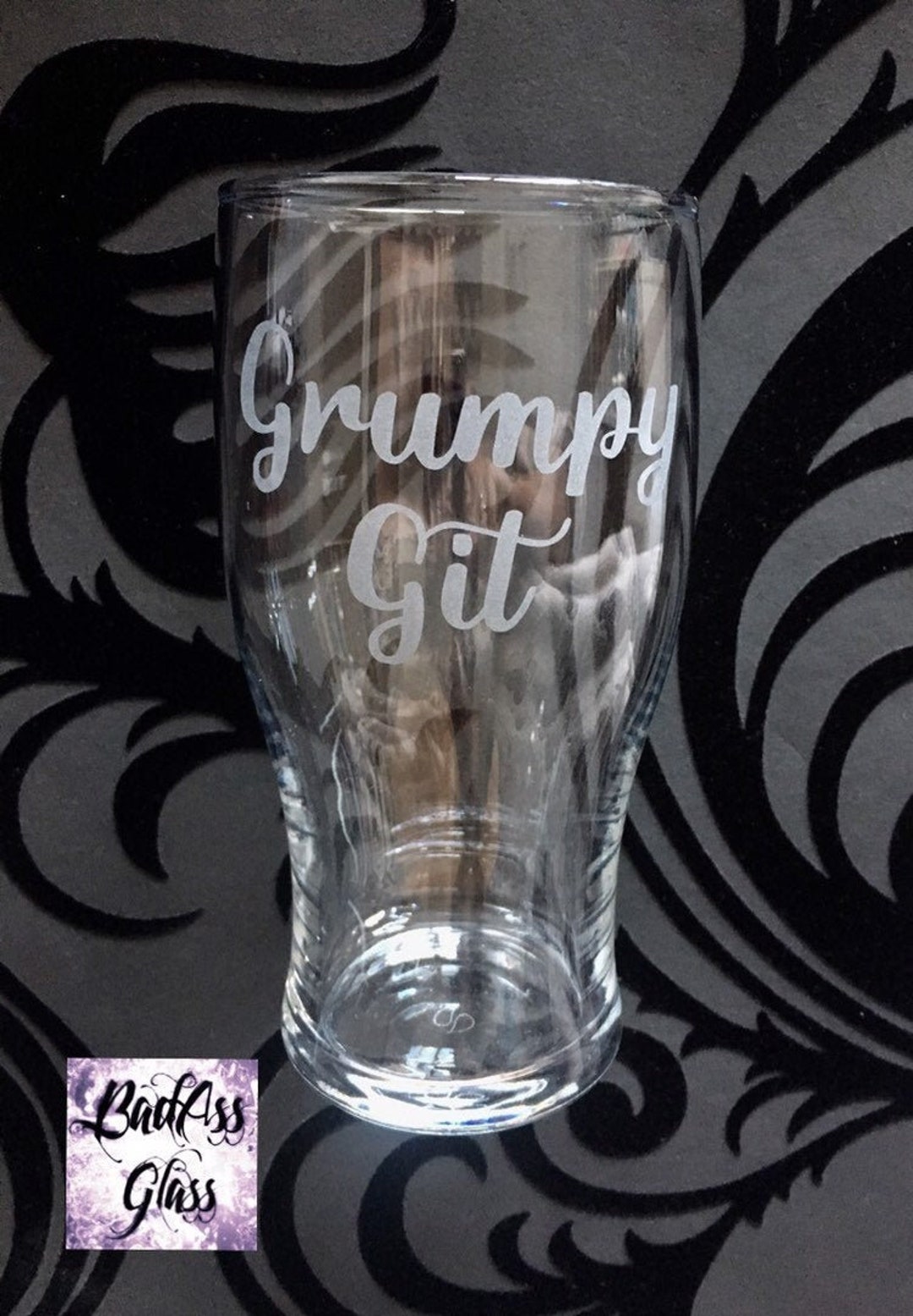 Grumpy Git Father's Day Dad Pint Glass Gift Hand Engraved - Etsy