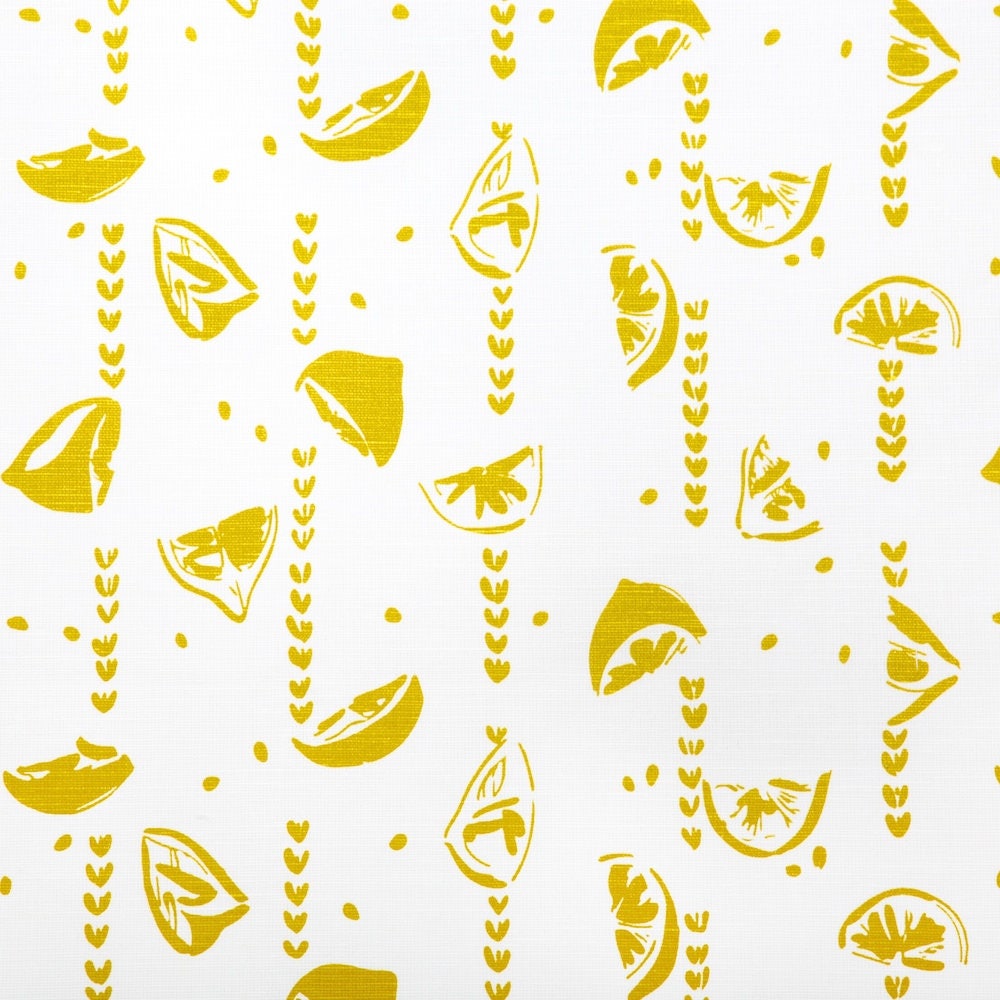 Screen Printed Lemons Fabric Medium Weight. Mid Century Theme Designed ...