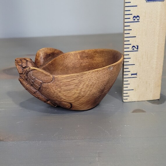 VTG Peruvian Hand Carved Wood Sea Turtle Trinket Dish… - Gem