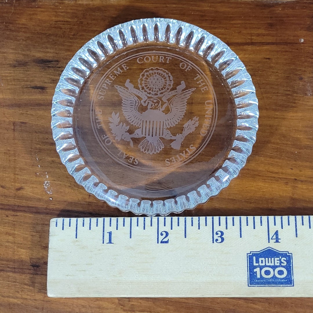 Supreme Court Seal Etched Glass Paperweight Vintage Memorabilia ...