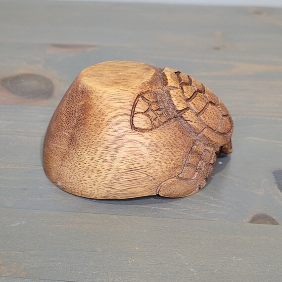 VTG Peruvian Hand Carved Wood Sea Turtle Trinket Dish… - Gem