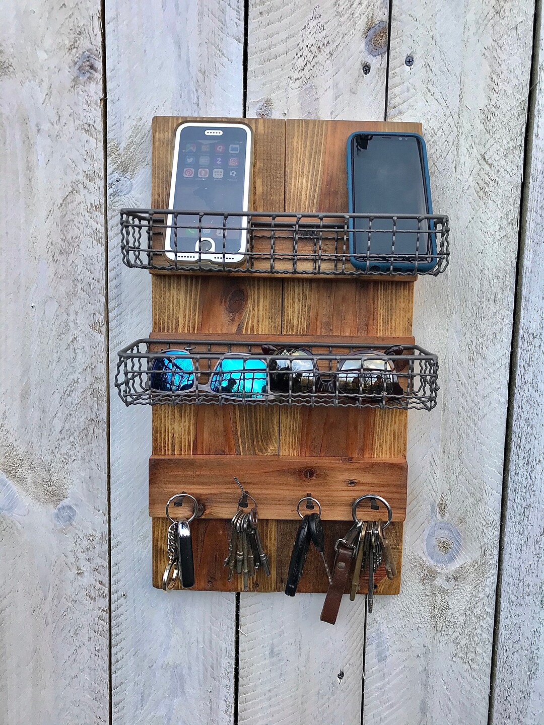 Wooden Key Rack-basket Organizer, Wooden Basket Organizer-key Rack ...
